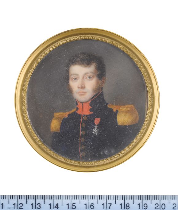 Bonhams : French School, circa 1800 An Officer, wearing dark blue coat ...