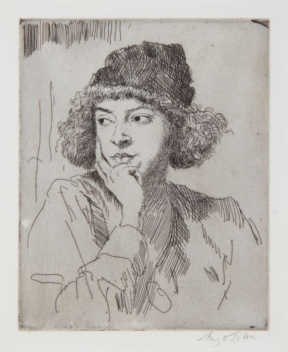 Bonhams : Sir Augustus Edwin John (British, 1878-1961) A Girl's Head-F ...