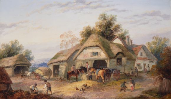 Bonhams : Georgina Lara (British, fl. 1862-1871) Farmyard scenes, a ...