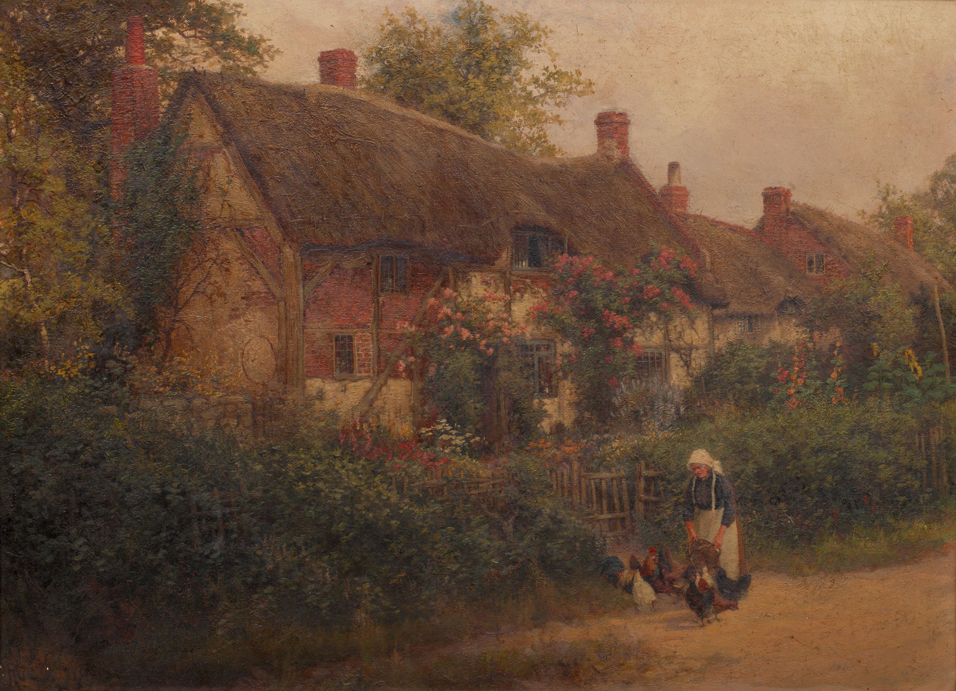 Bonhams : Rubens Arthur Moore (British) Feeding the hens, before a ...