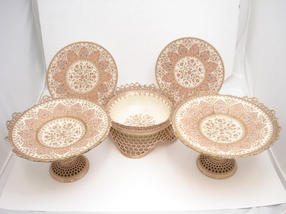 Bonhams : A Zsolnay Pecs dessert service Circa 1900