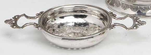 Bonhams : A George II silver two-handled lemon strainer, maker's mark ...
