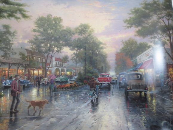 Bonhams : Thomas Kinkade (American, born 1958) Carmel, Sunset on Ocean ...