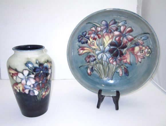 Bonhams : A Walter Moorcroft 'Spring Flowers' bowl and vase