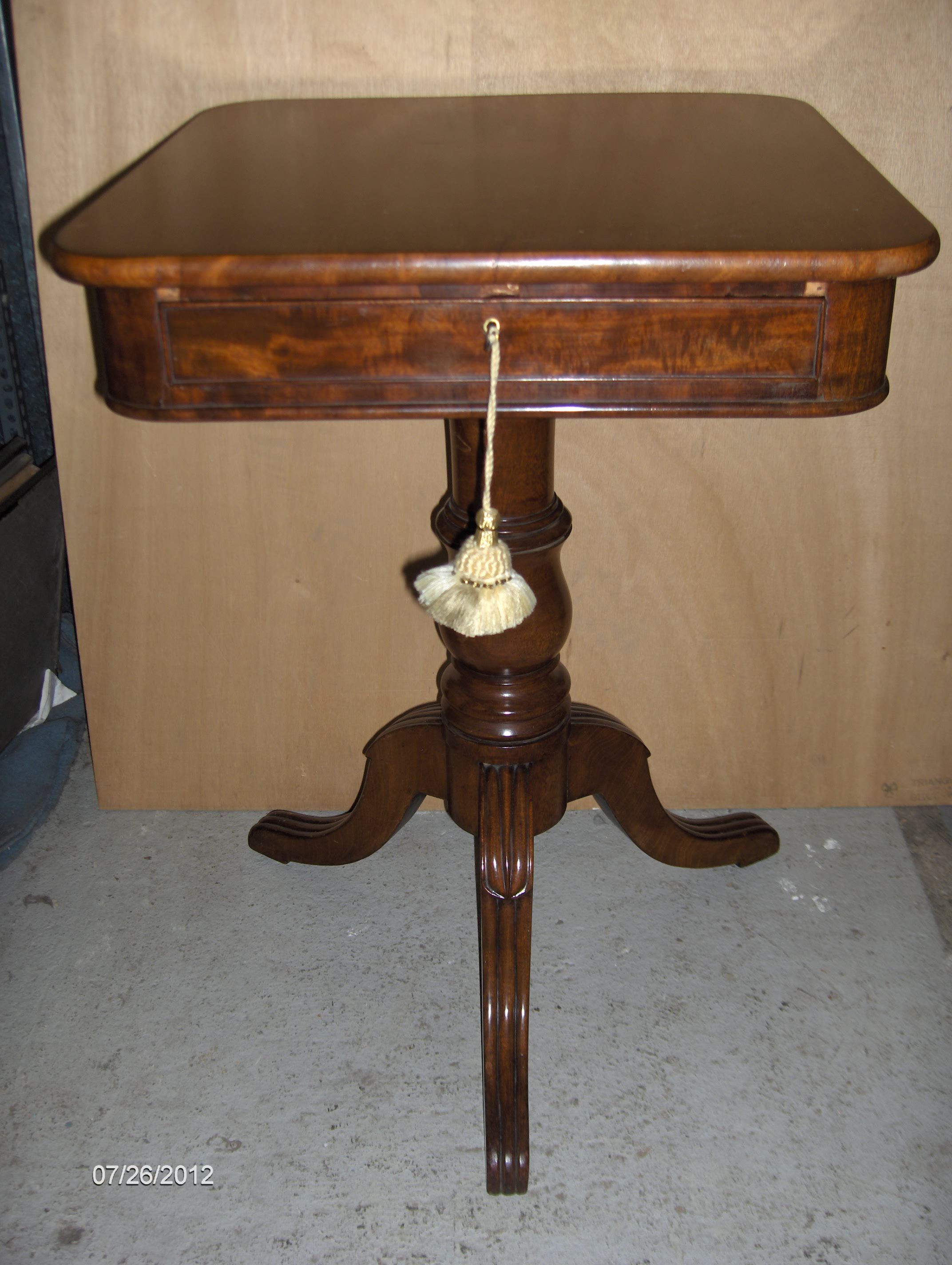 Bonhams : A 19th century mahogany pedestal work table,