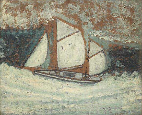 Bonhams : Alfred Wallis (British, 1855-1942) Sailing boat 18.4 x 22.3 ...