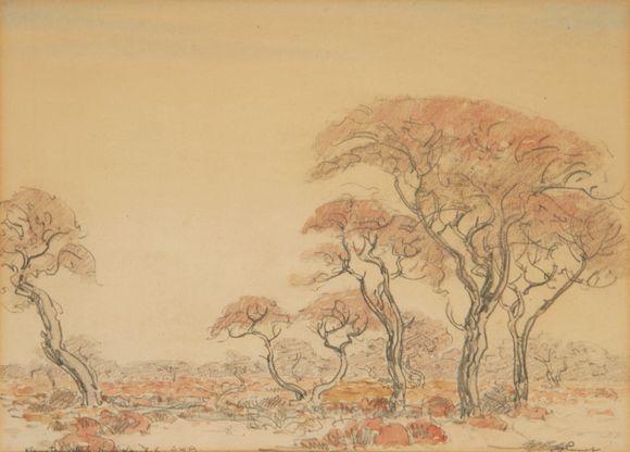 Bonhams : Jacob Hendrik Pierneef (South African, 1886-1957) Trees in a ...