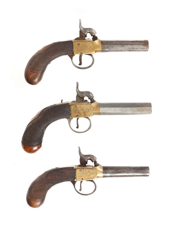 Bonhams : Three Percussion Box-Lock Pocket Pistols
