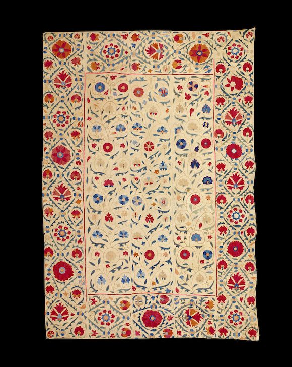 Bonhams : A fine Bokhara silk embroidered linen Susani Uzbekistan ...