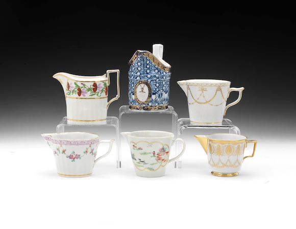 Bonhams : A group of six milk jugs, circa 1780-1805