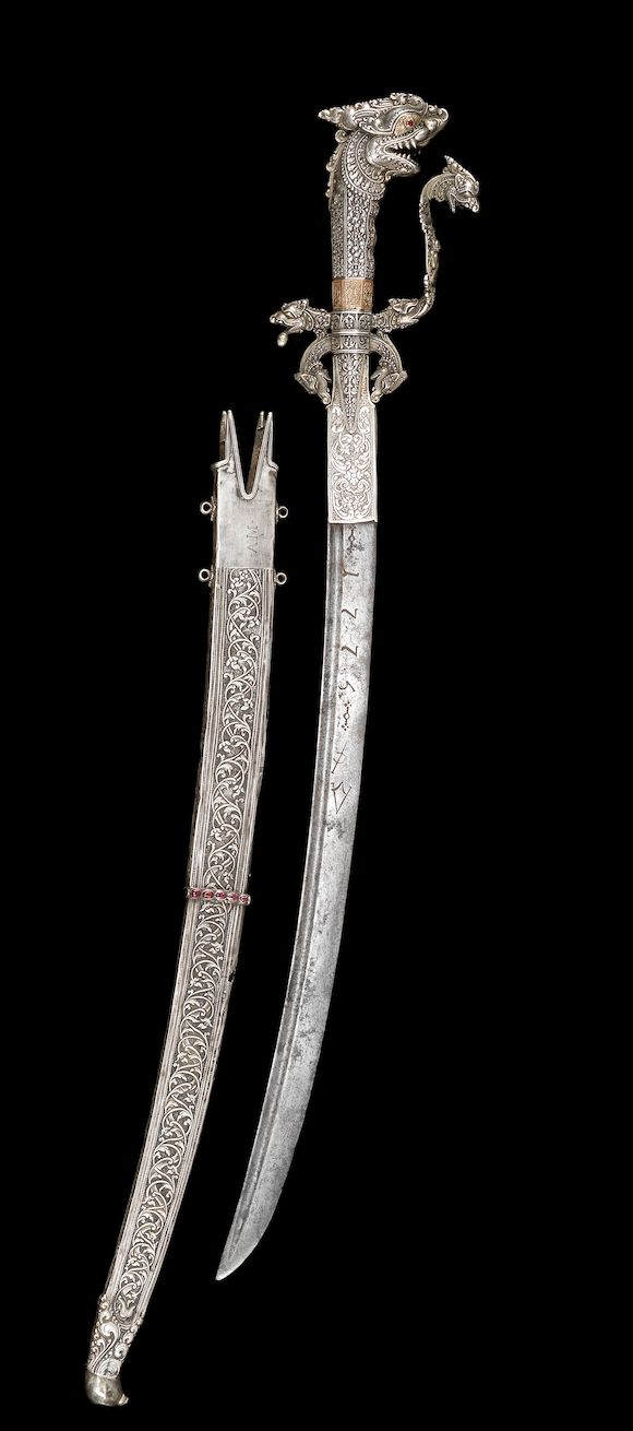 Bonhams : A Singhalese silver-gilt-hilted Sword (Kastane) inscribed A.M ...