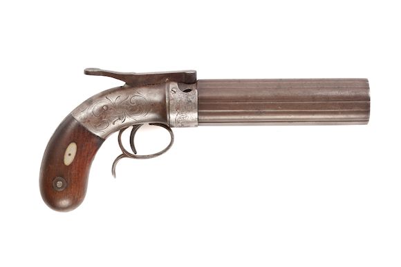 Bonhams : An American Six-Shot Percussion Bar-Hammer Pepperbox Revolver