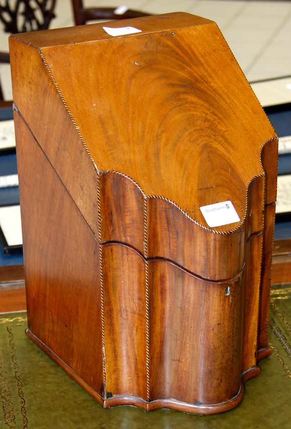 Bonhams : A George III mahogany knife box converted into a stationary ...
