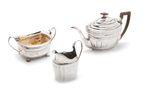 Bonhams : A matched George III silver three-piece tea service the ...