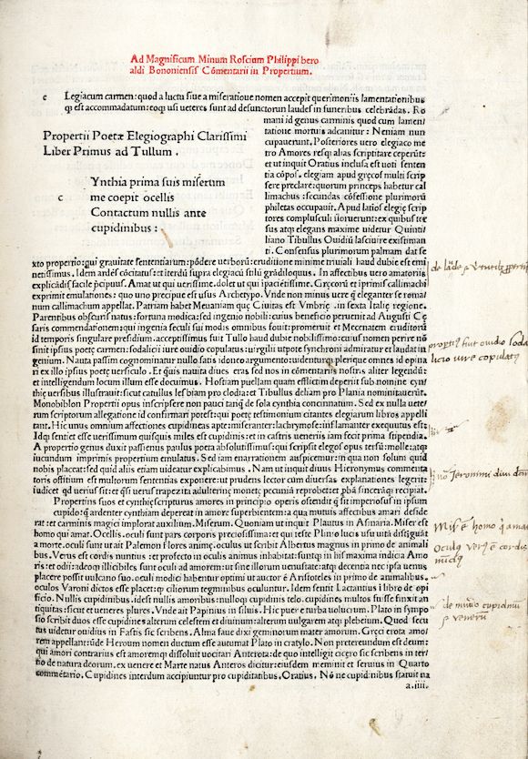 Bonhams : PROPERTIUS (SEXTUS AURELIUS) Elegiae with commentary by ...