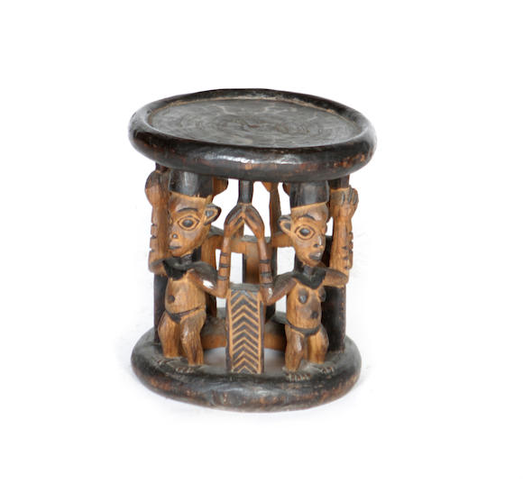 Bonhams A Carved And Stained Cameroon Grasslands Circular Stool