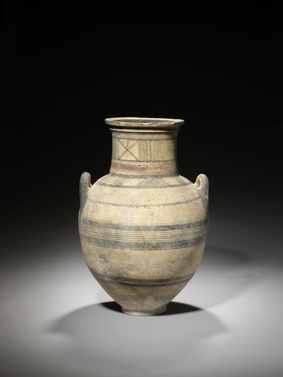 Bonhams : A large Cypriot bichrome ware pottery amphora