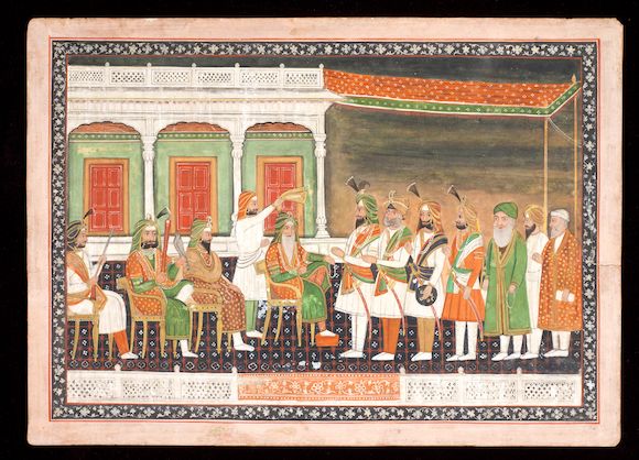 Bonhams : Maharajah Ranjit Singh (reg. 1780-1839) in durbar with ...