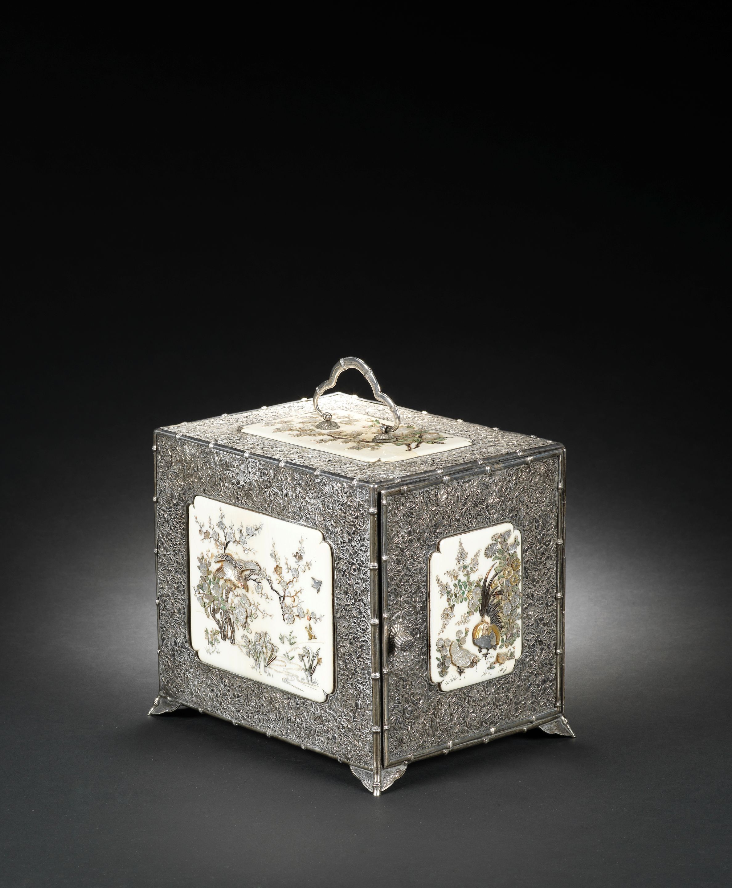 Bonhams : A silver, ivory and Shibayama-inlaid kodansu (table cabinet ...