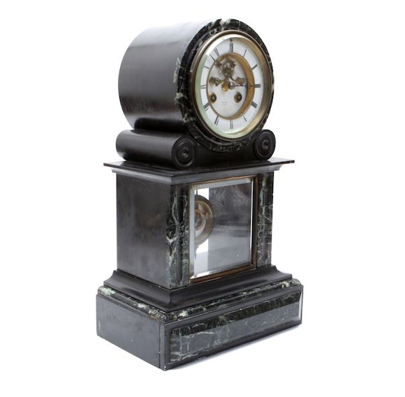 Bonhams : A Victorian black slate and variegated green marble mantel ...