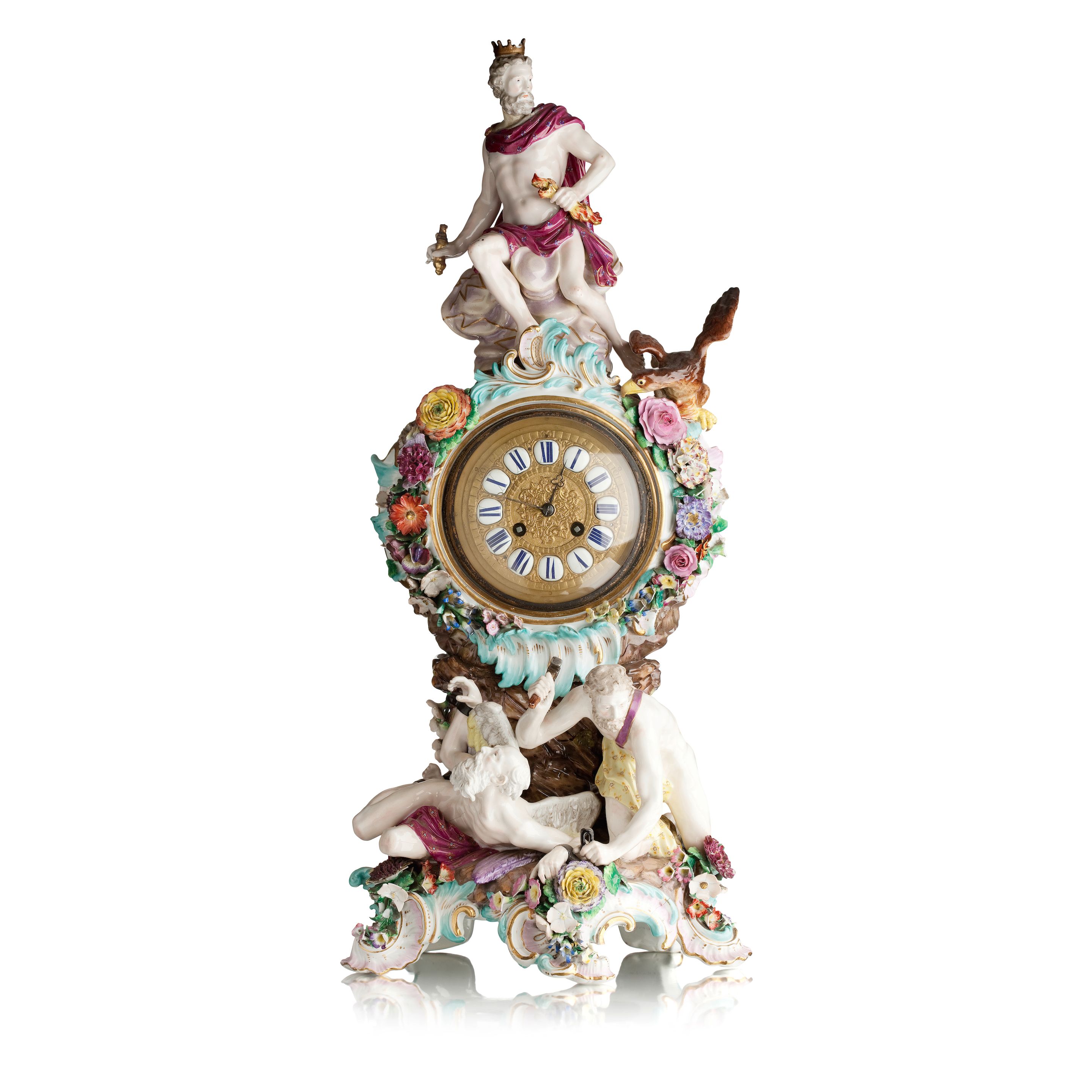 Bonhams : A Dresden porcelain mantel clock 19th century