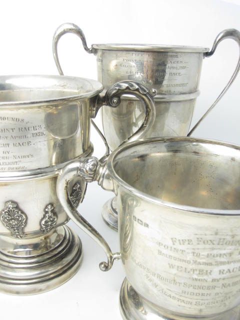 Bonhams : Three twin handled silver presentation cups Various makers ...