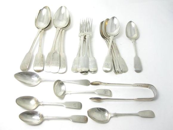 Bonhams : A collection of silver flatware various makers and dates ...