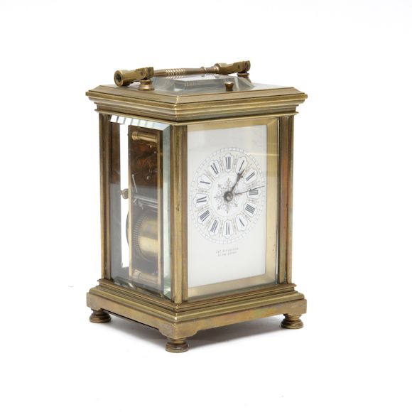 Bonhams : A late Victorian repeating brass carriage clock Inscribed Jas ...