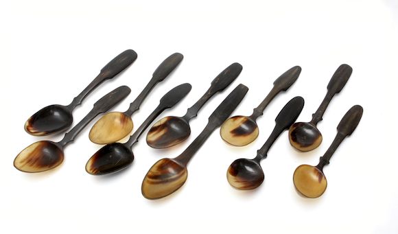 Bonhams : A set of Scottish horn spoons
