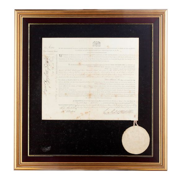 Bonhams : A Colonial Land Grant for 60 Acres in Van Diemen's Land ...