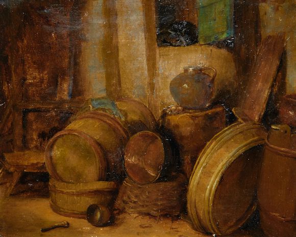 Bonhams : British School, 19th century Stable interior-believed to be ...