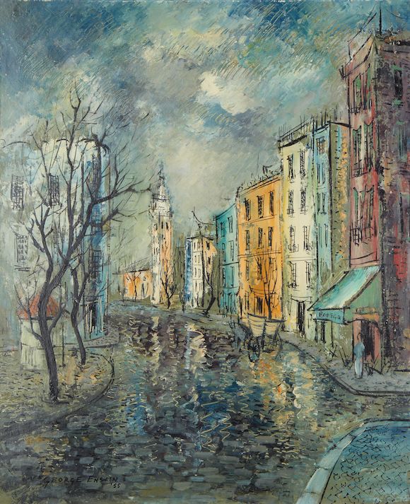 Bonhams : George Enslin (South African, 1919-1972) Seville street scene