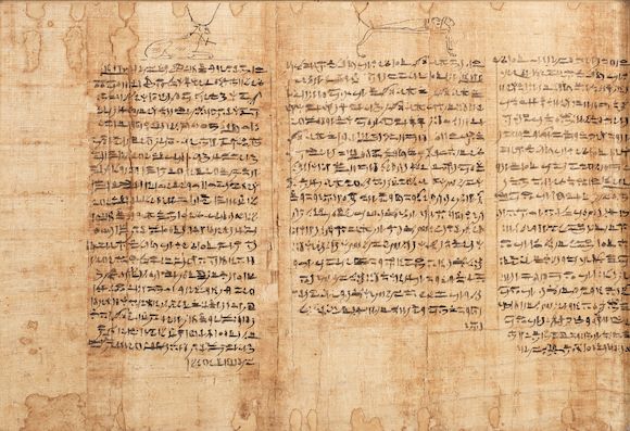 Bonhams : An Egyptian papyrus fragment from the Book of the Dead