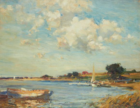 Bonhams : Edward Aubrey Hunt (American, 1855-1922) River scene