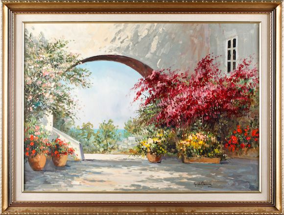 Bonhams : Guido Odierna (Italian, 1913-1991) A Mediterranean terrace ...