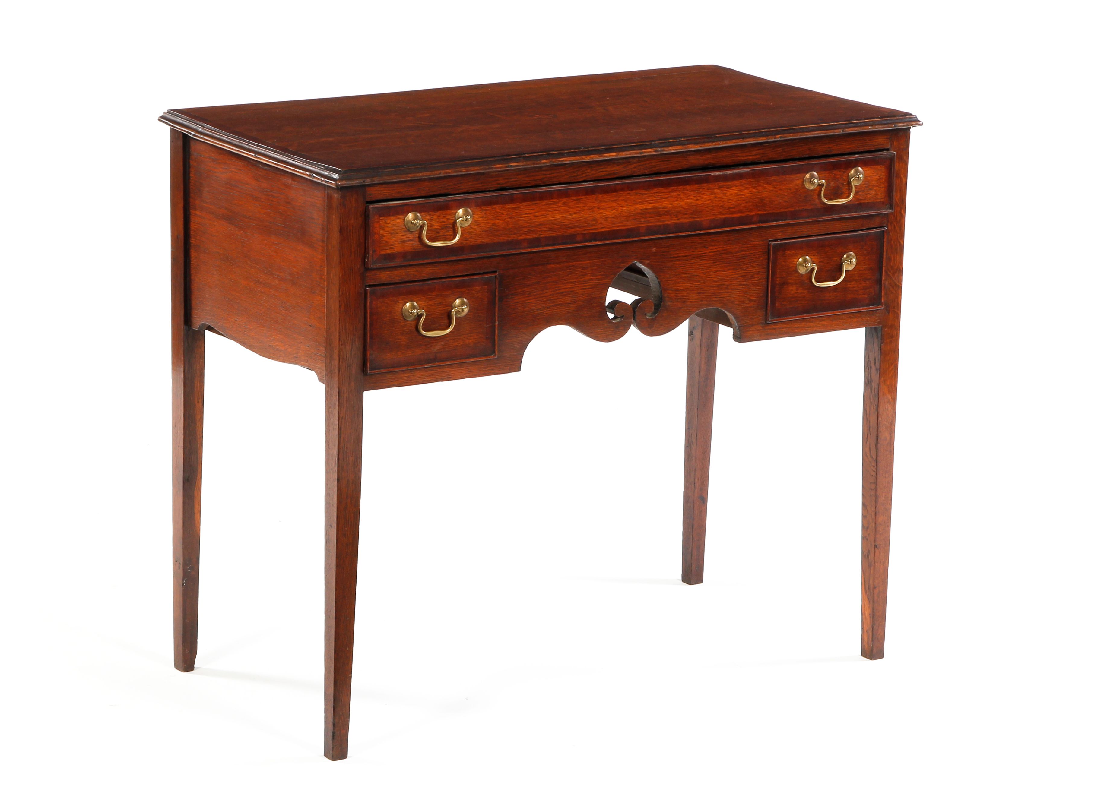 Bonhams : An early 19th century oak and mahogany crossbanded lowboy