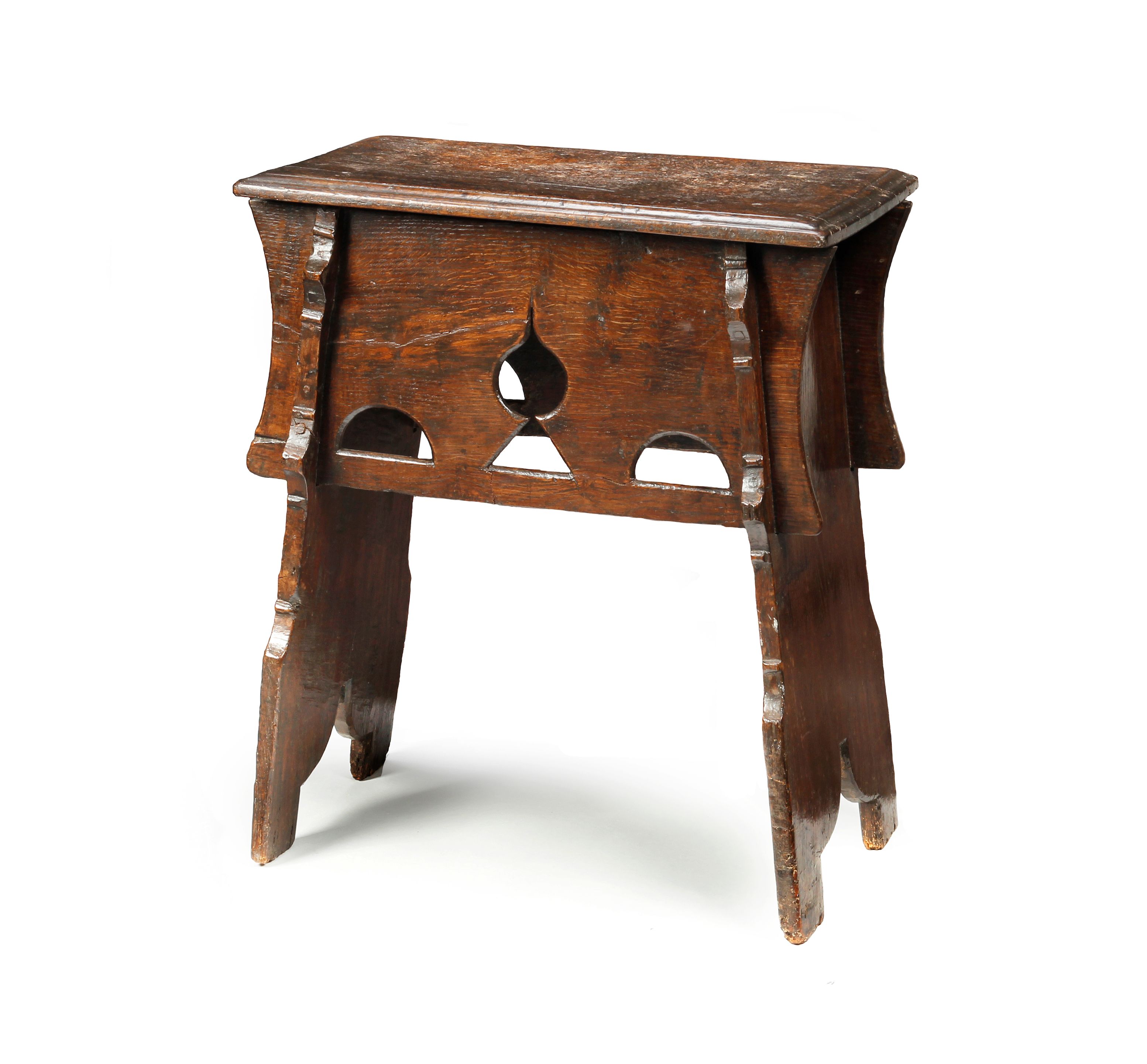 Bonhams : A rare mid-16th century oak boarded stool English, circa 1550