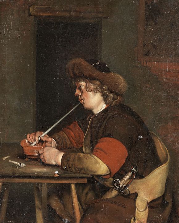 Bonhams : After Gerard Ter Borch II, circa 1700 A peasant smoking unframed