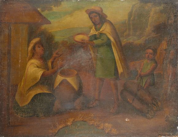 Bonhams : South American School, 19th Century Peasant family cooking