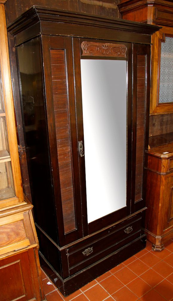 Bonhams : An Edwardian mahogany single, mirrored, wardrobe