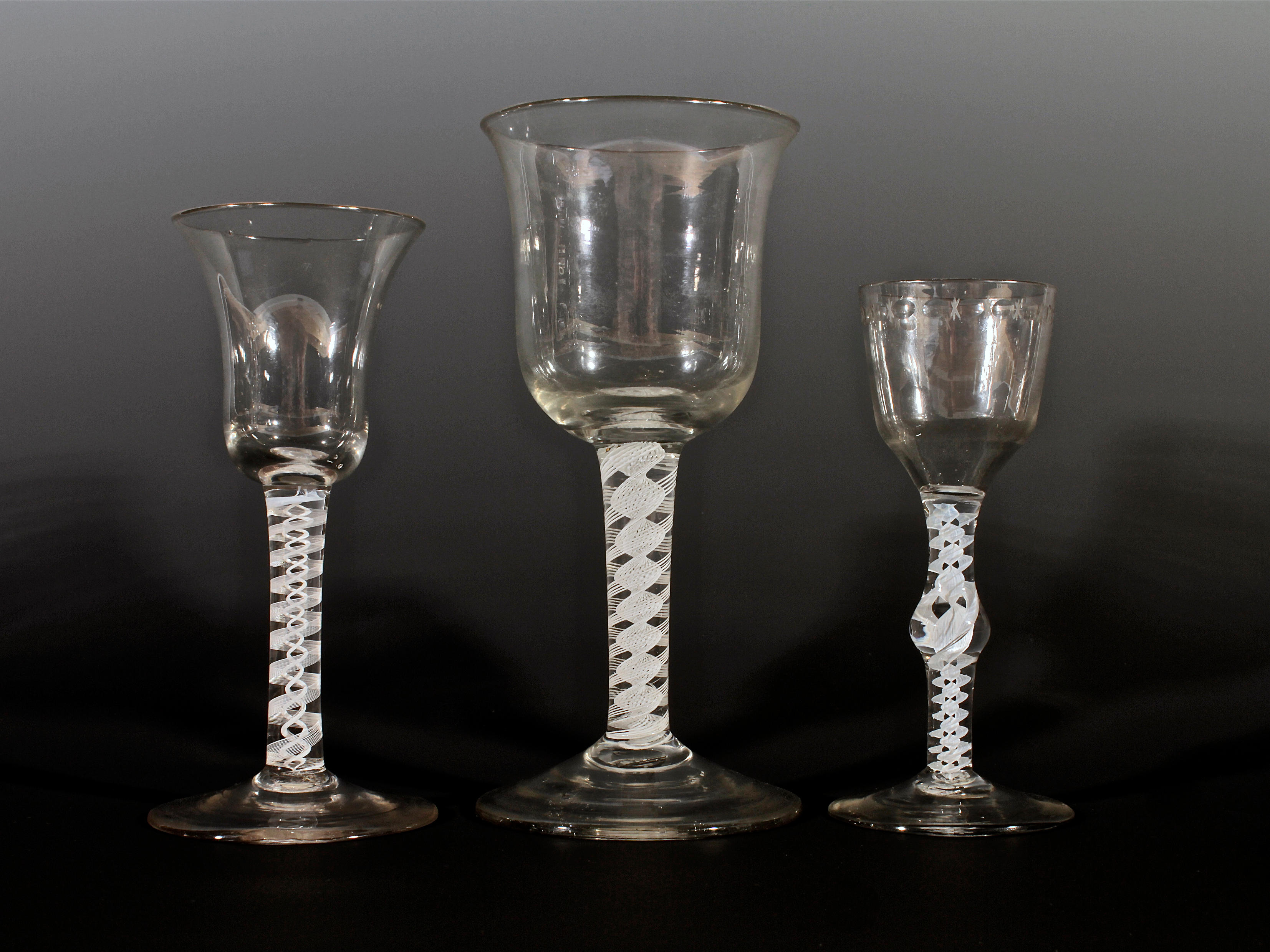 Bonhams Three Wine Glasses 18th Century