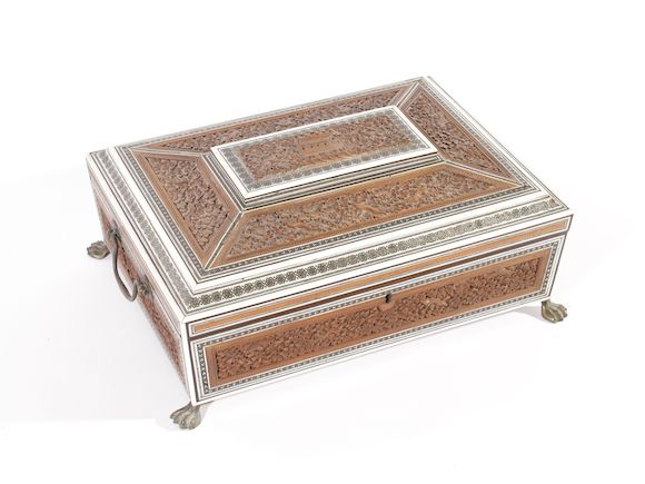 Bonhams : A mid 19th century Anglo-Indian sadeli work, sandalwood ...
