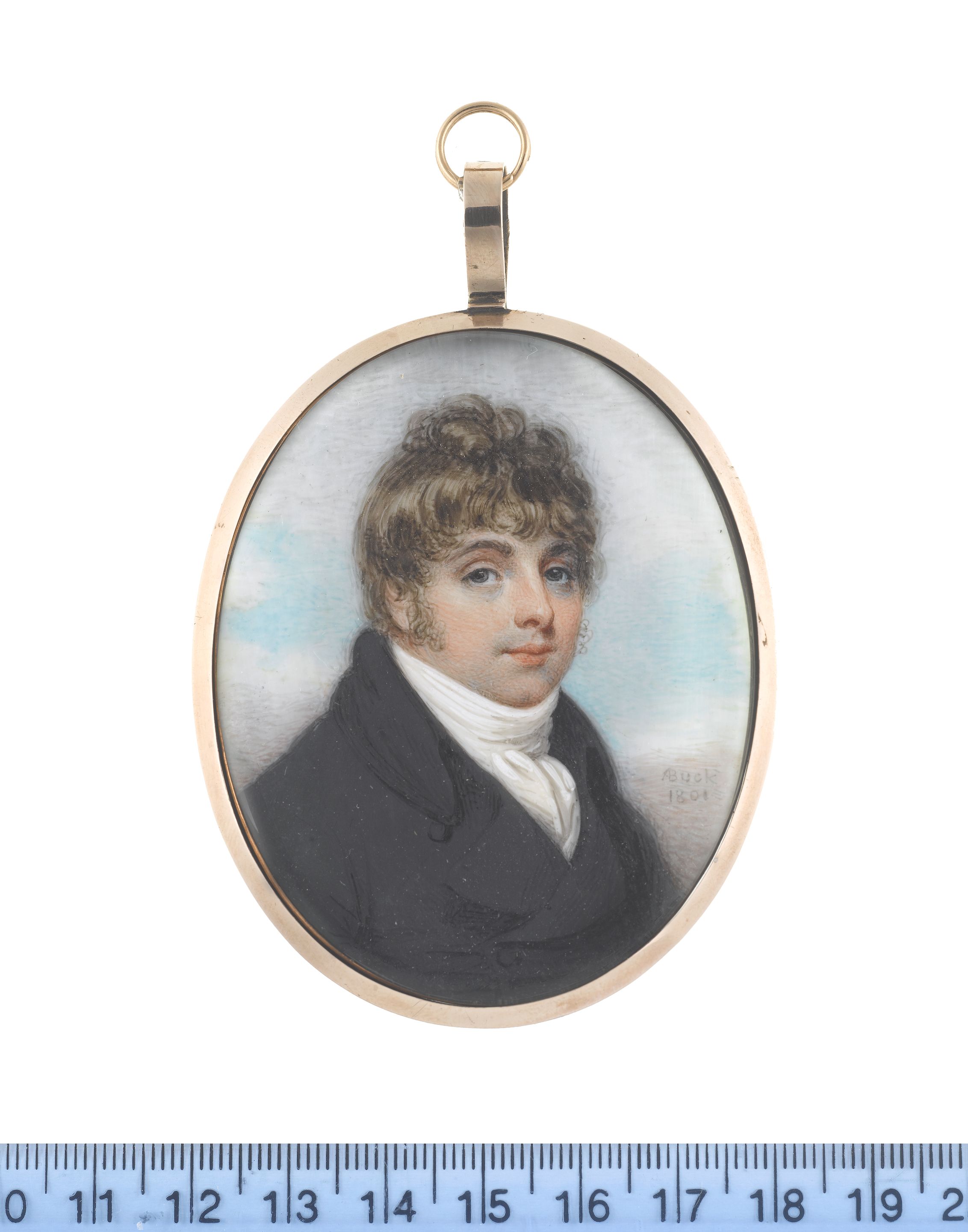 Bonhams : Adam Buck (Irish, 1759-1833) A Gentleman, wearing black coat, white chemise, stock and ...