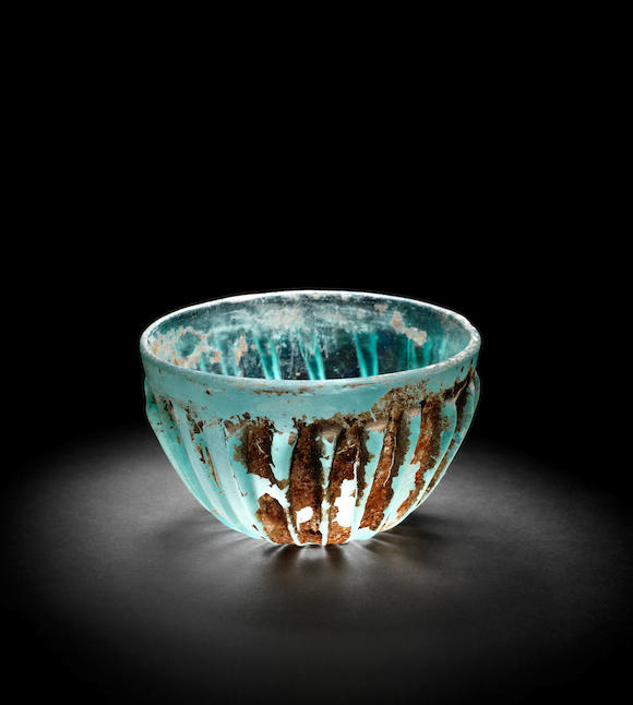Bonhams A Roman Cast Blue Green Glass Bowl