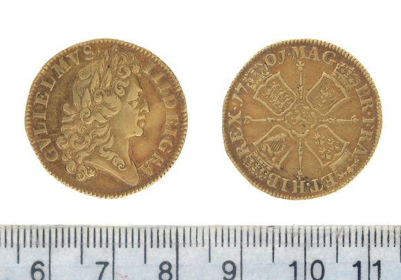 Bonhams : William III, Guinea, 1701, laureate bust right,