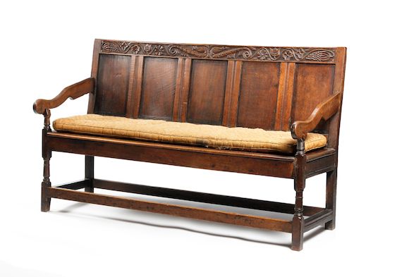 Bonhams : An oak settle Circa 1700 and later, South Lancashire