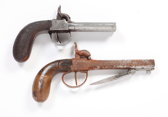 Bonhams : A Double Barrelled Percussion Box-Lock Travelling Pistol and ...