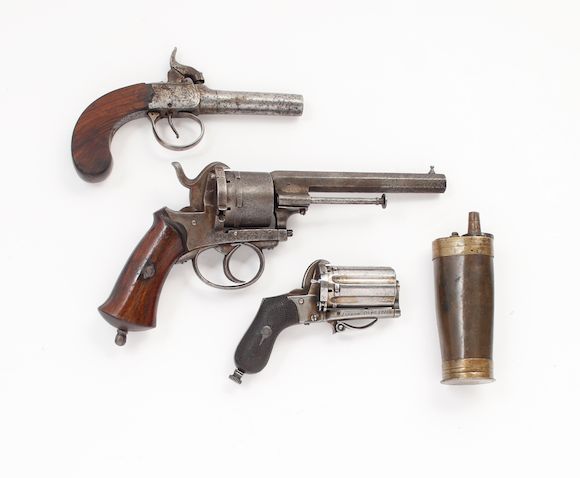 Bonhams : A Six Shot Pinfire Pepperbox Pocket Revolver, a Six SHot ...