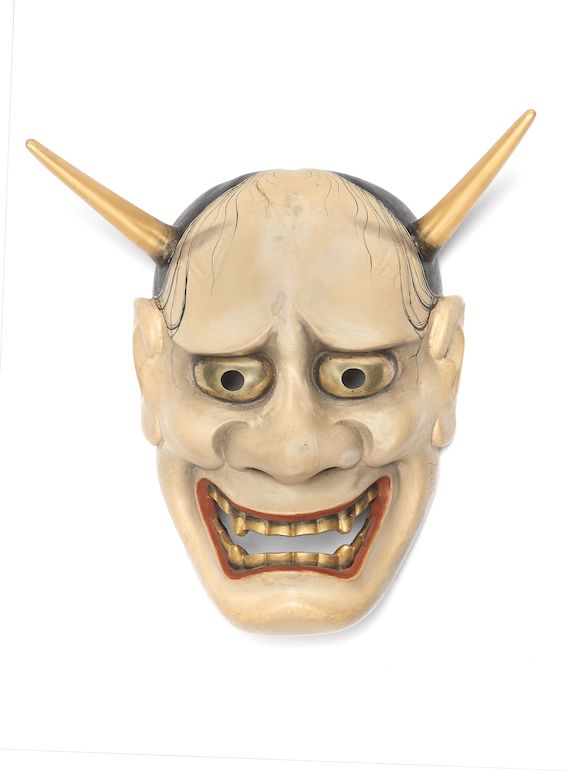 Bonhams : A wood Noh mask of Hannya Attributed to Muko Seiun I (1867 ...