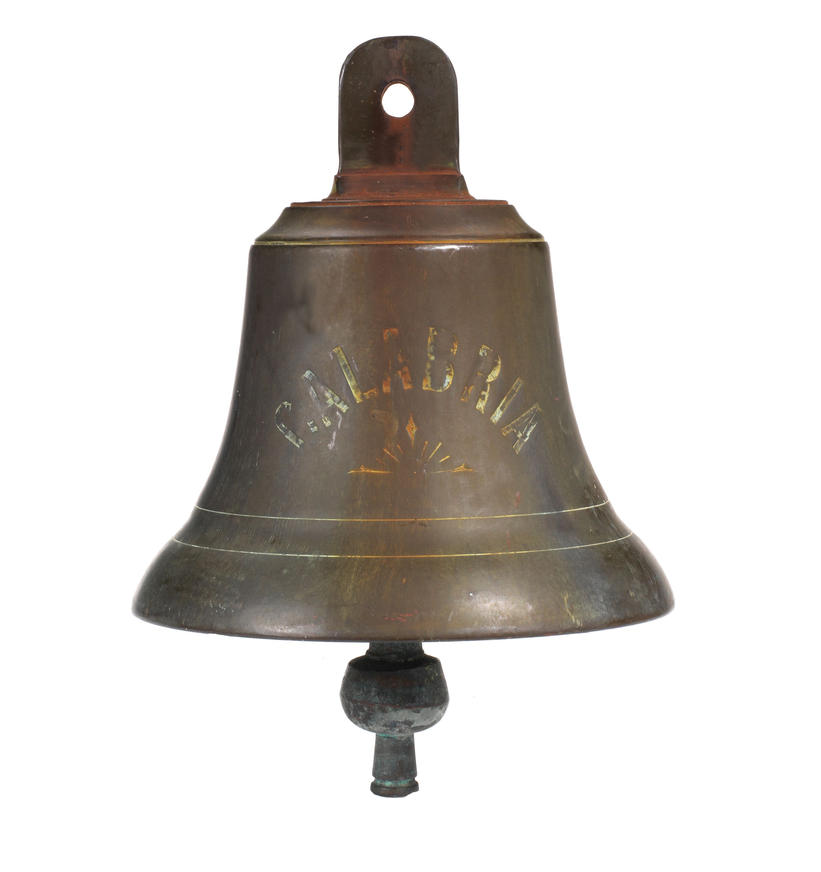 Bonhams : A bronze ship's bell, SS Calabria 1922. 9ins. (23cm)diam.